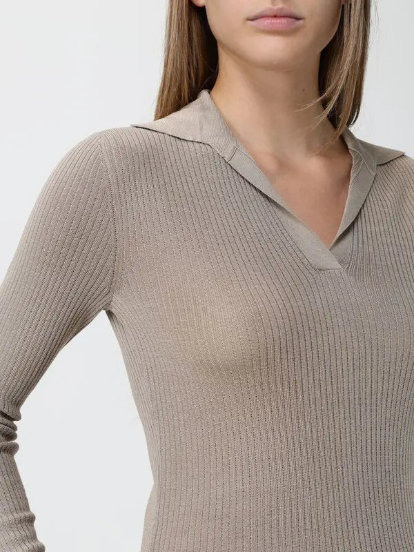 Max Mara Ribbed Silk And Cashmere Knit Polo - Beige