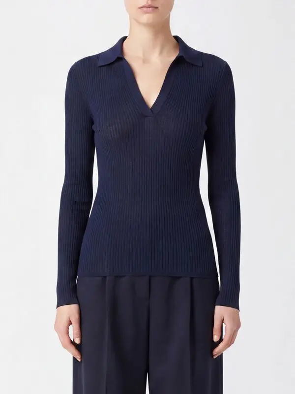 Max Mara Ribbed Silk And Cashmere Knit Polo - Black