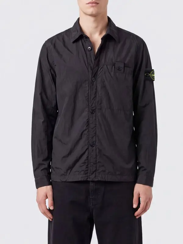 Stone Island Crinkle Reps Ny Recycled Nylon Shirt Jacket - Black