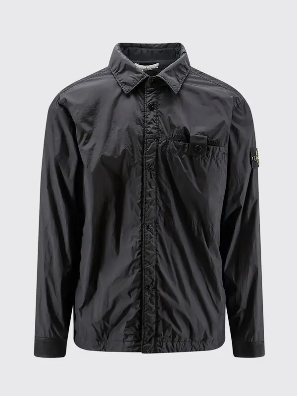 Stone Island Crinkle Reps Ny Recycled Nylon Shirt Jacket - Black