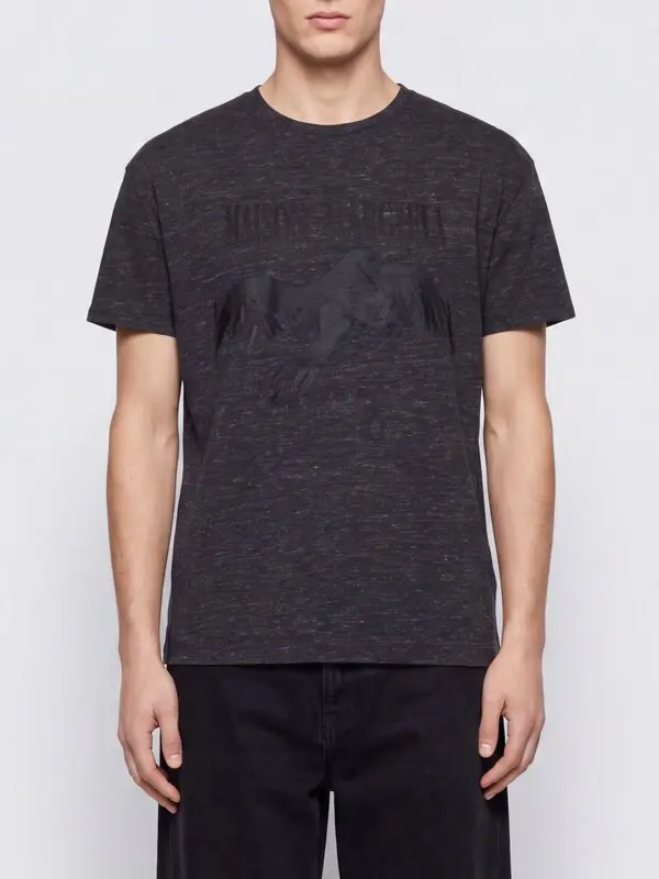MAISON MARGIELA Graphic Logo Print Cotton Crewneck T-shirt - Charcoal