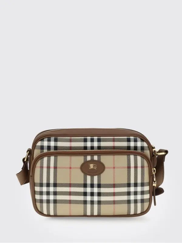 Burberry Check Cotton Cross-body Bag With Embroidered Ekd Logo