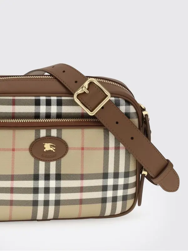 Burberry Check Cotton Cross-body Bag With Embroidered Ekd Logo