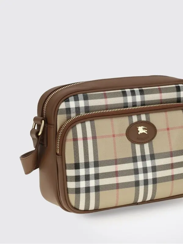 Burberry Check Cotton Cross-body Bag With Embroidered Ekd Logo