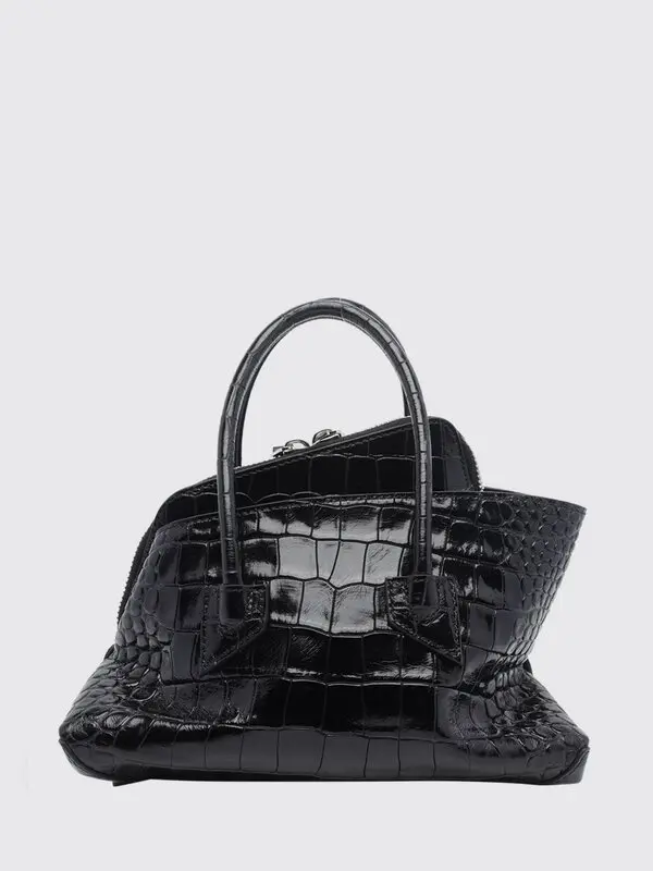 Attico La Passeggiata Croc-effect Calfskin Mini Handbag - Black