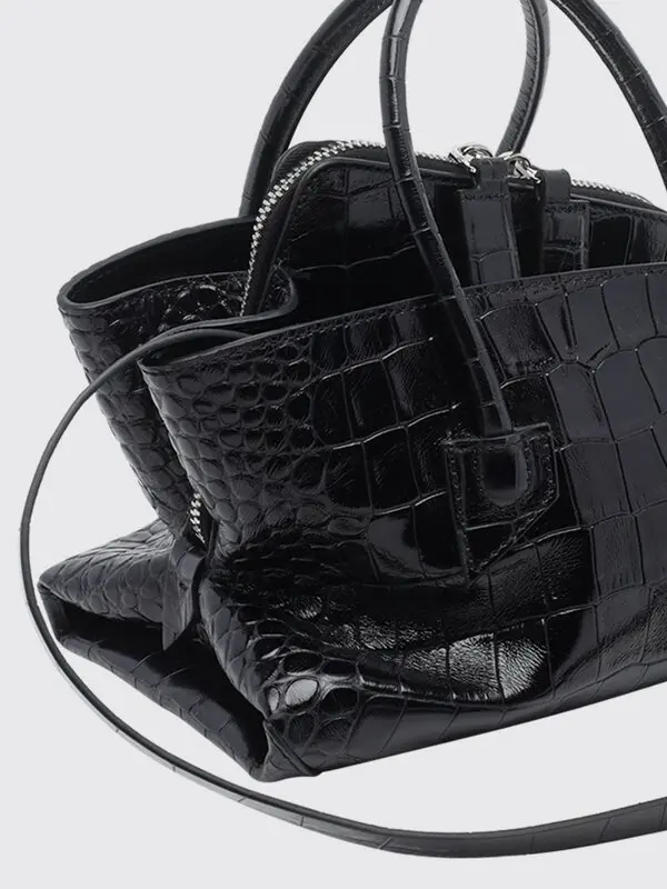 Attico La Passeggiata Croc-effect Calfskin Mini Handbag - Black