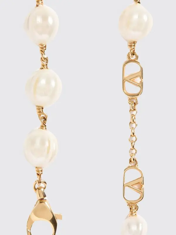 Valentino Garavani Vlogo Signature Bracelet In Metal With Pearls And Crystals