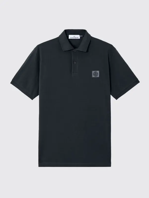 Stone Island Slim Fit Cotton Short-sleeved Polo Shirt With Compass Logo Patch - Navy