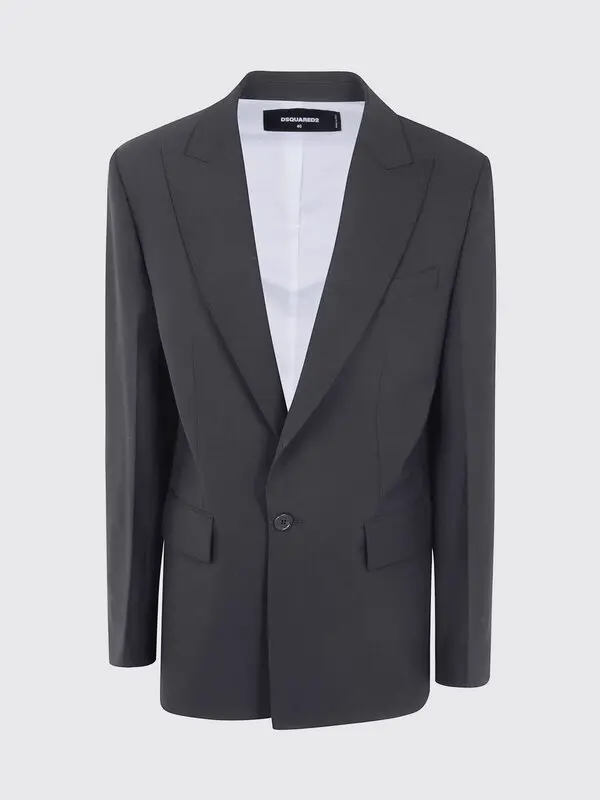 Dsquared2 Single-breasted Wool Blend Blazer With Peak Lapels And Flap Pockets