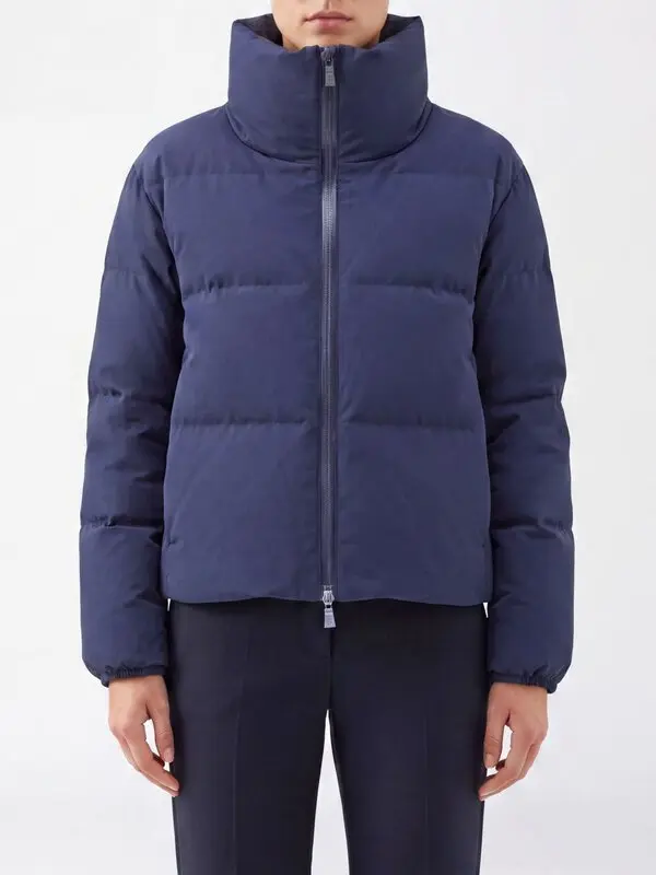 Herno Short Quilted Nylon Down Jacket With Funnel Neck And Zip Closure