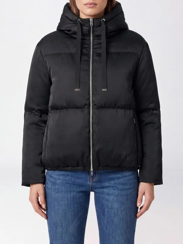 Herno Short Water-repellent Nylon Down Jacket With Funnel Neck And Hem Drawstring - Black