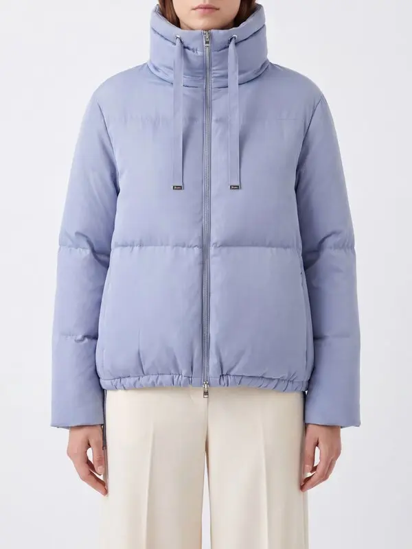 Herno Short Water-repellent Nylon Down Jacket With Funnel Neck And Hem Drawstring