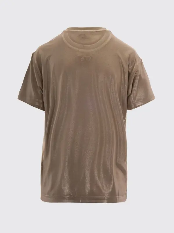 DIESEL® Laminated Technical Viscose T-shirt With Oval D Logo And Dropped Shoulders