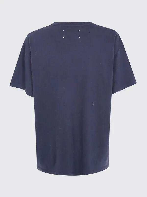 MAISON MARGIELA Cotton T-shirt With Numeric Logo And Dropped Shoulders - Black