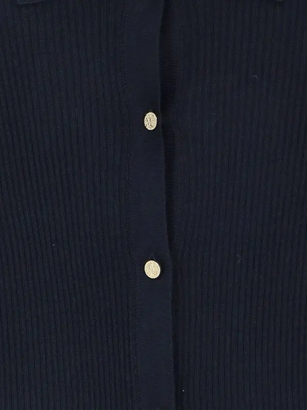 Max Mara Slim Fit Polo Jumper In Pure Virgin Wool - Blue