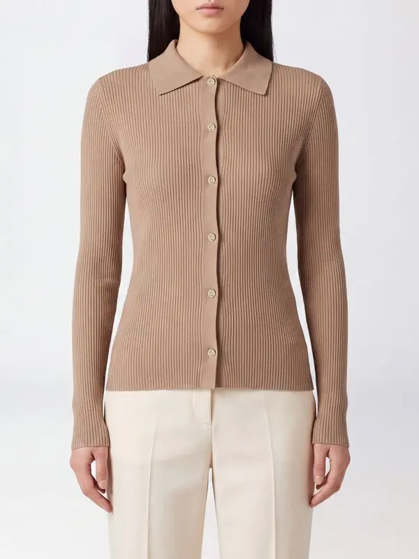 Max Mara Slim Fit Polo Jumper In Pure Virgin Wool - Brown