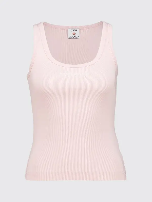 Casablanca U-neck Slim Fit Stretch Cotton Tank Top With Contrast Logo