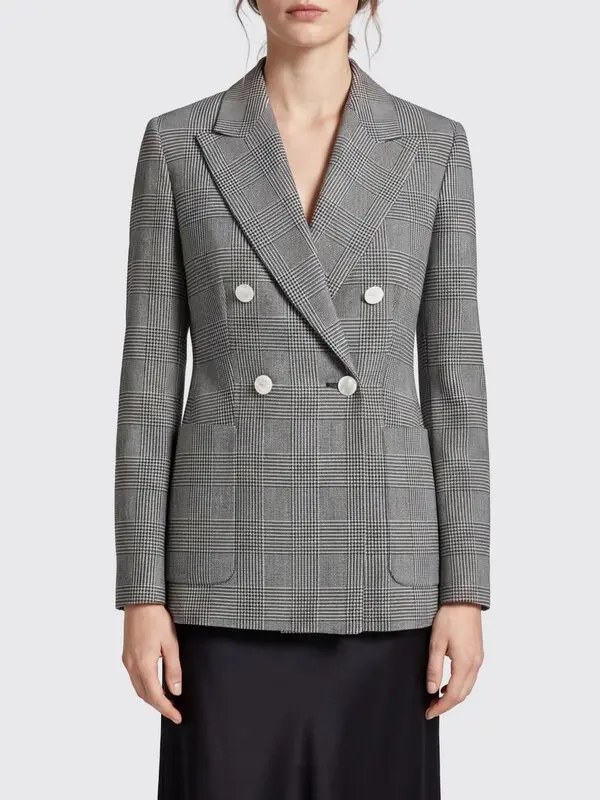 Max Mara Prince Of Wales Virgin Wool Double-breasted Blazer