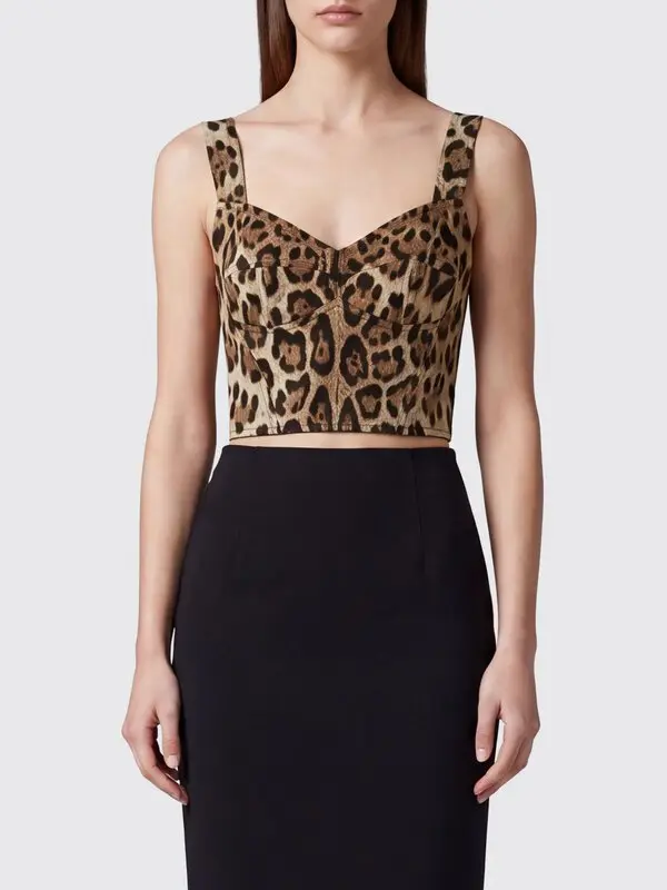 Dolce & Gabbana Animalier Print Cropped Corset Top