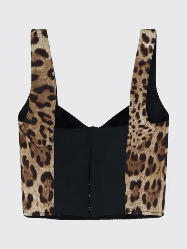 Dolce & Gabbana Animalier Print Cropped Corset Top