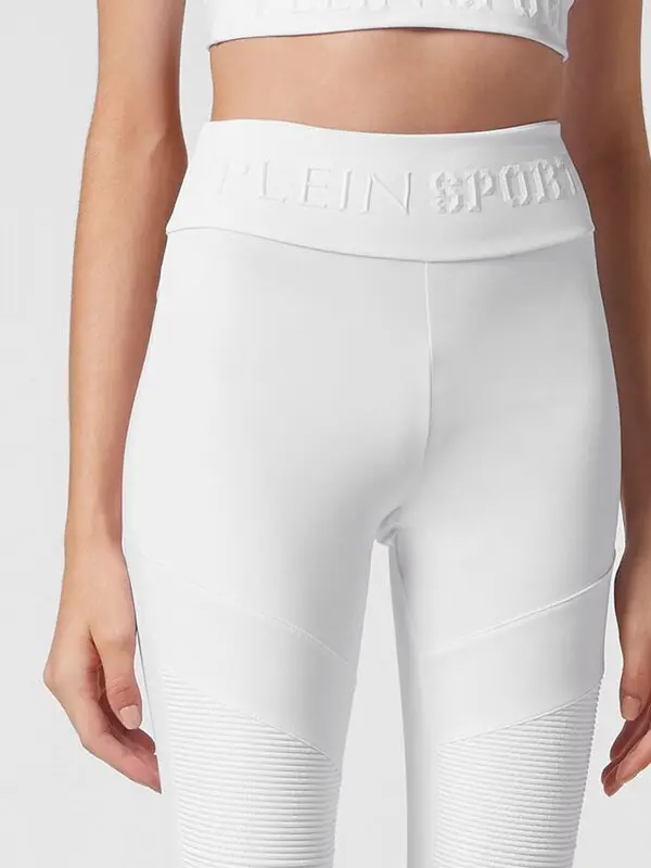 PLEIN SPORT High-waisted Stretch Technical Fabric Leggings
