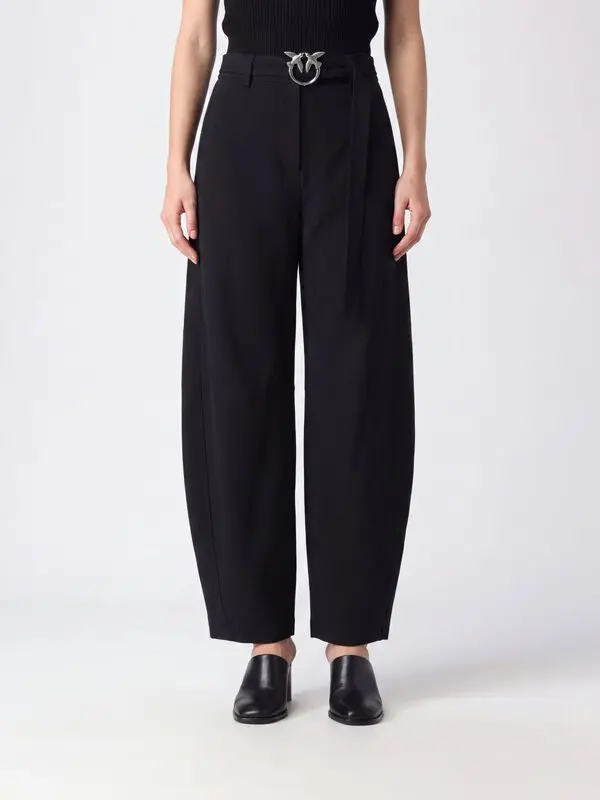 Pinko Tailored Belted Wide Leg Pants - Black