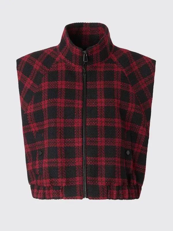 Pinko High Neck Tartan Wool Blend Vest