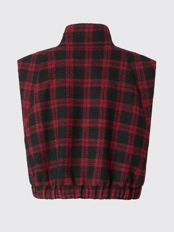 Pinko High Neck Tartan Wool Blend Vest