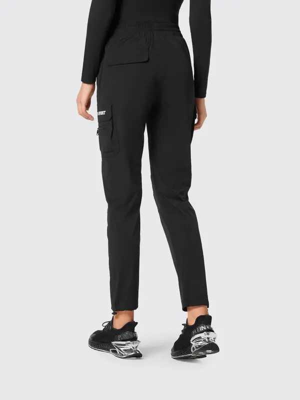 PLEIN SPORT High-waisted Slim Fit Technical Fabric Cargo Trousers