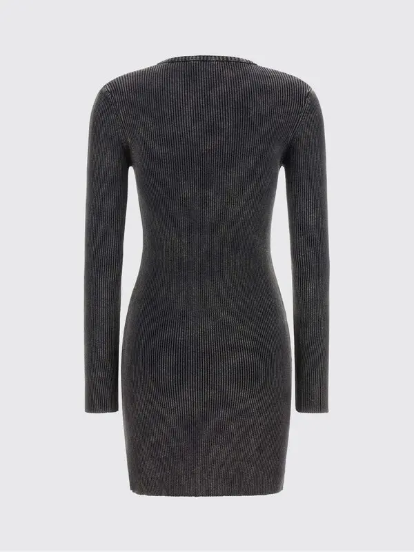DIESEL® Ribbed Cotton Sheath Mini Dress With Contrast Oval D Logo