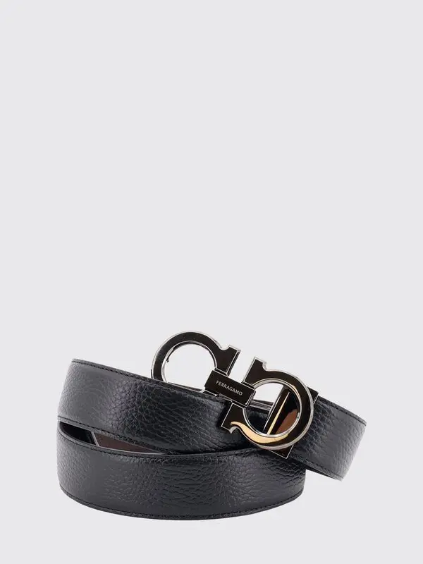 FERRAGAMO Gancini Reversible Hammered Leather Belt