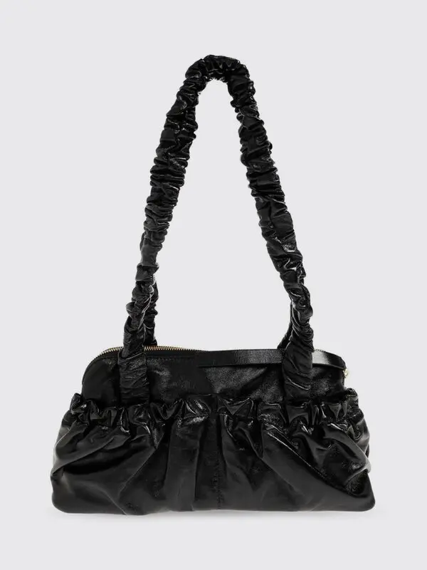 Marni Ruched Calfskin Leather Shoulder Bag With Double Handle