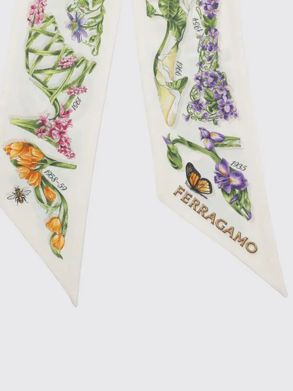 FERRAGAMO All-over Floral Print Pure Silk Bandeau Scarf
