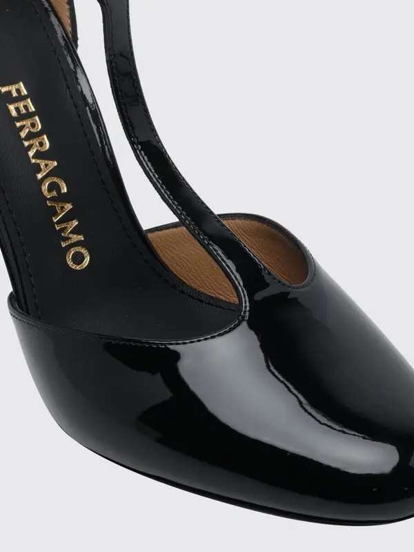 FERRAGAMO Patent Leather Pumps With Ankle Strap