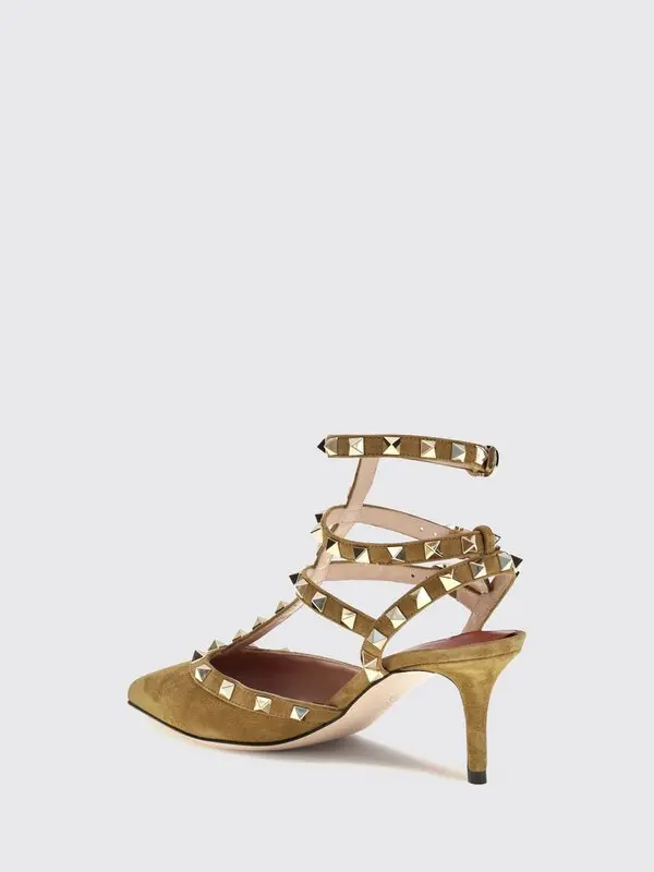 Valentino Garavani Rockstud Suede T-strap Slingback Pumps - Beige