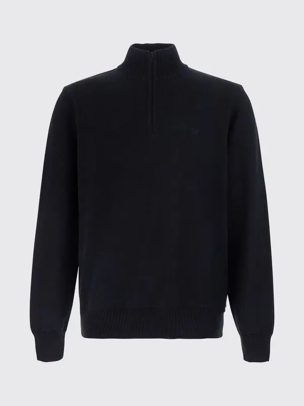 Emporio Armani Cotton Half-zip Polo Neck Jumper - Black