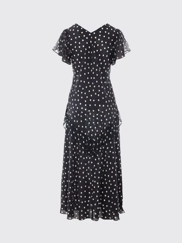 Rixo Polka-dot Silk Flared Midi Dress With Waist Tie - Blue