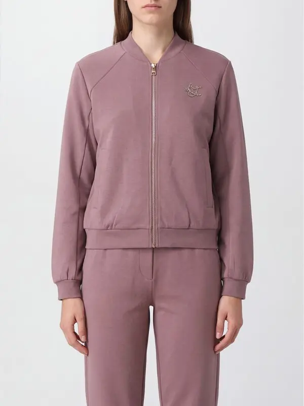Liu Jo Zip-up Sweatshirt With Rhinestone Logo - Pink