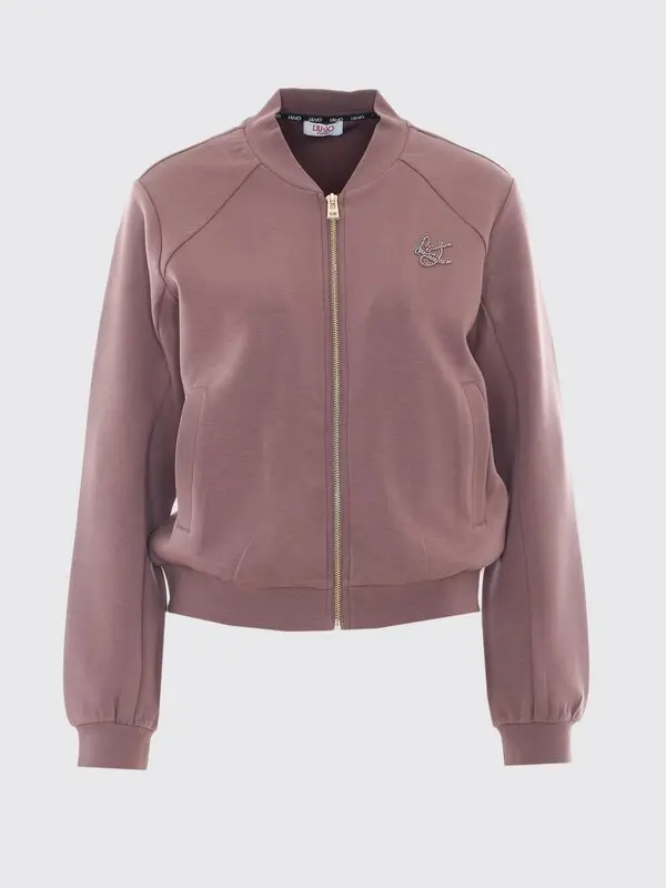Liu Jo Zip-up Sweatshirt With Rhinestone Logo - Pink