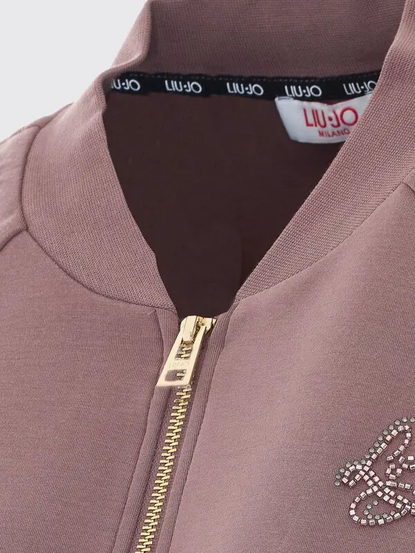 Liu Jo Zip-up Sweatshirt With Rhinestone Logo - Pink
