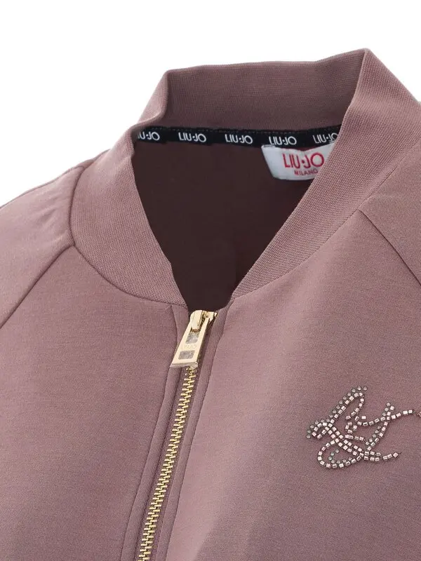 Liu Jo Zip-up Sweatshirt With Rhinestone Logo - Pink