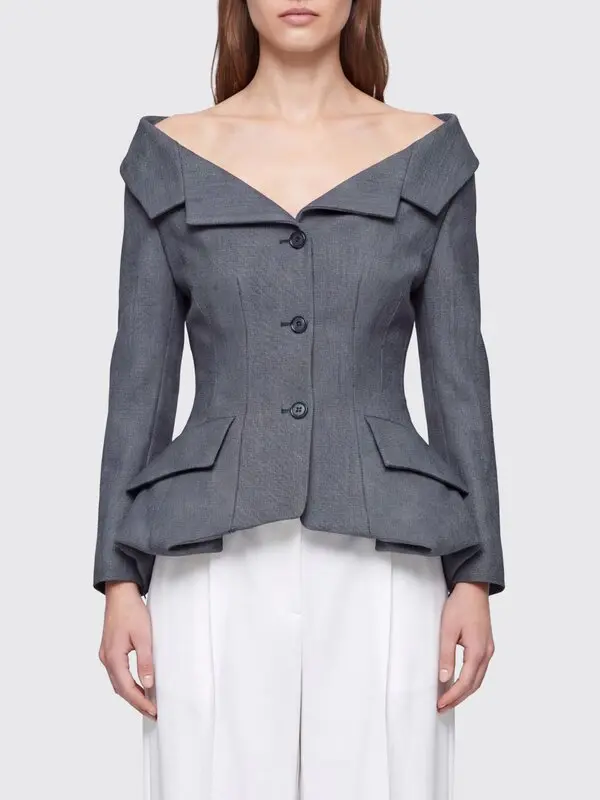 Magda Butrym Cropped Virgin Wool Corset Blazer With Peak Lapels