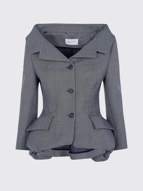 Magda Butrym Cropped Virgin Wool Corset Blazer With Peak Lapels