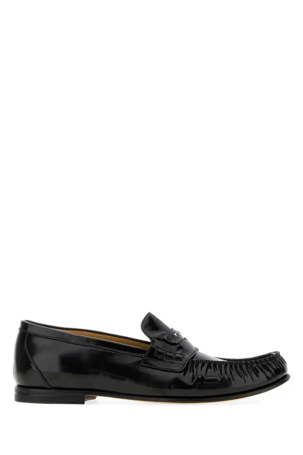 Fendi Leather Scrunch Loafers - Black