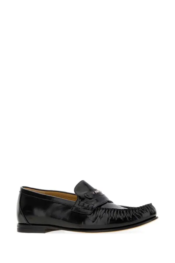 Fendi Leather Scrunch Loafers - Black