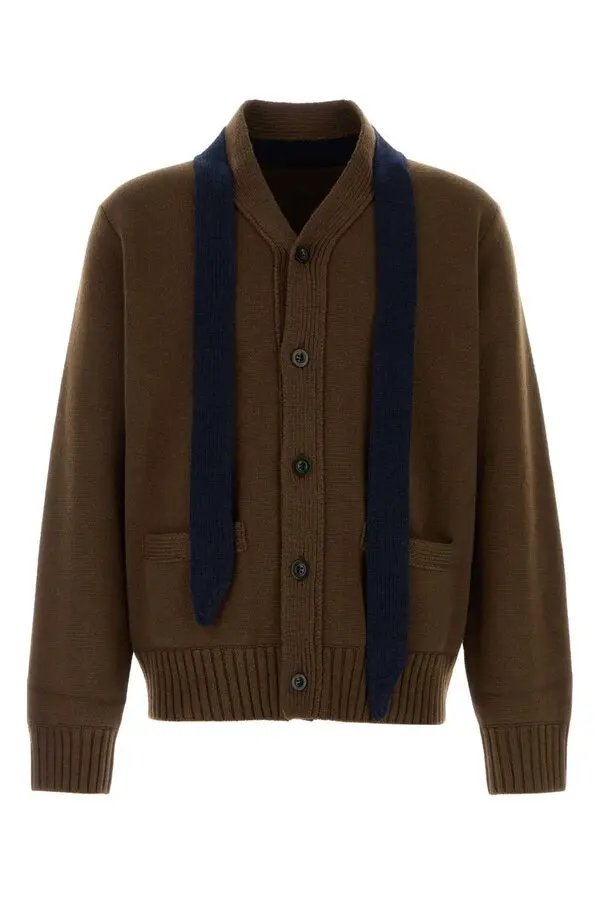 Sacai Wool Cardigan With Shawl Collar