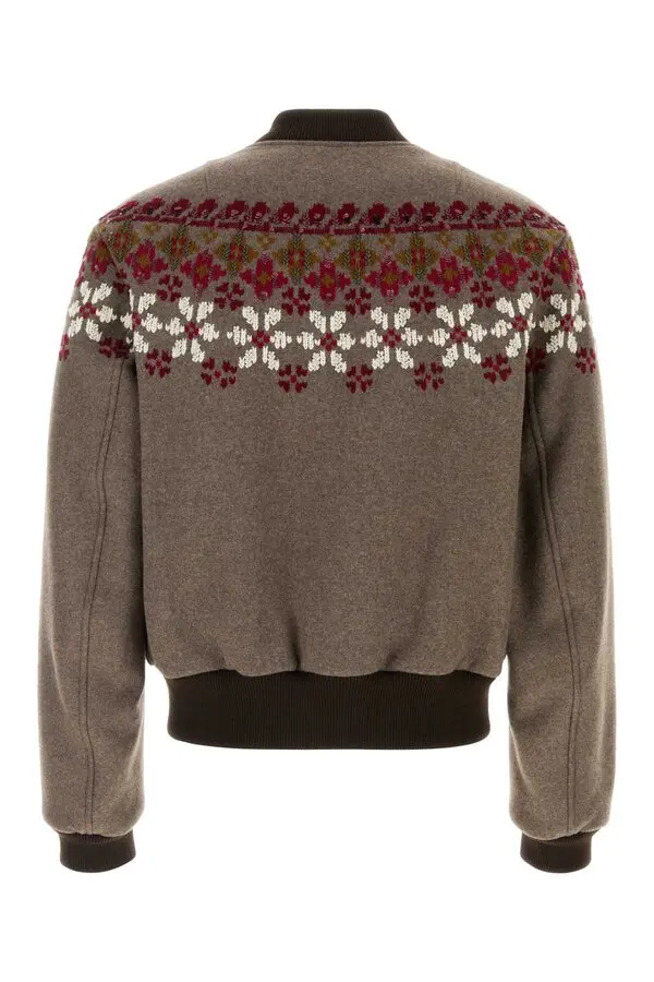 Dries Van Noten Mud Wool Blend Valtor Bomber Jacket