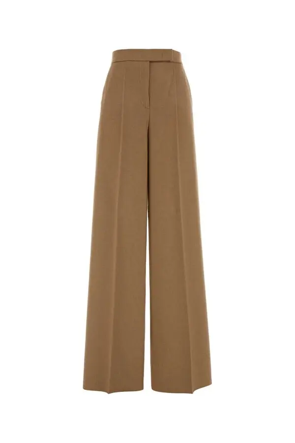 Max Mara Camel Flannel Wide-leg Pants