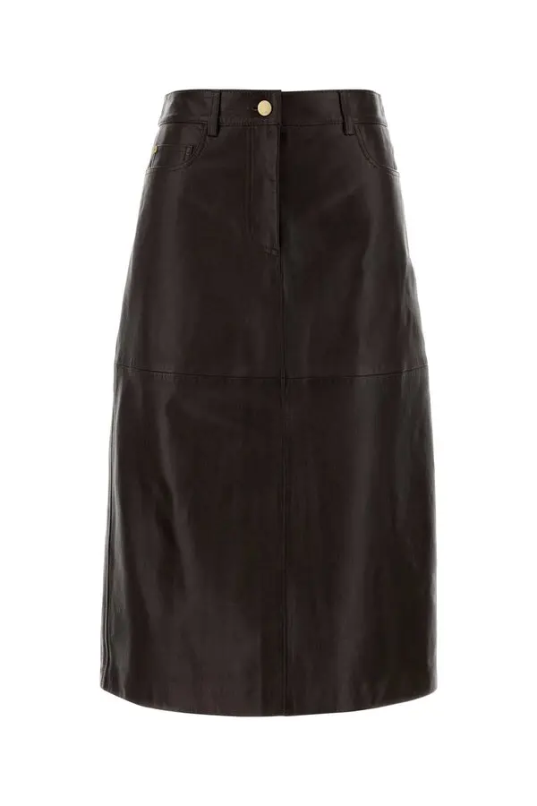 Max Mara Gita Leather Skirt - Brown
