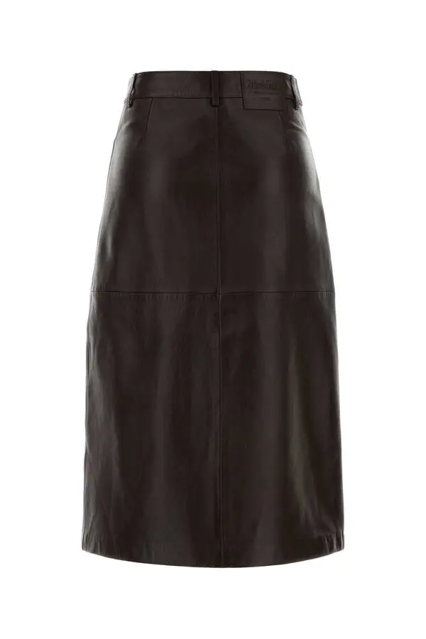 Max Mara Gita Leather Skirt - Brown
